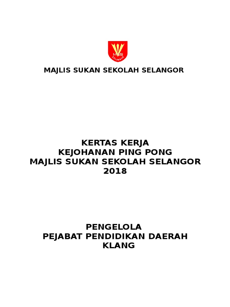 Kertas Kerja Ping Pong Msss 1 | PDF