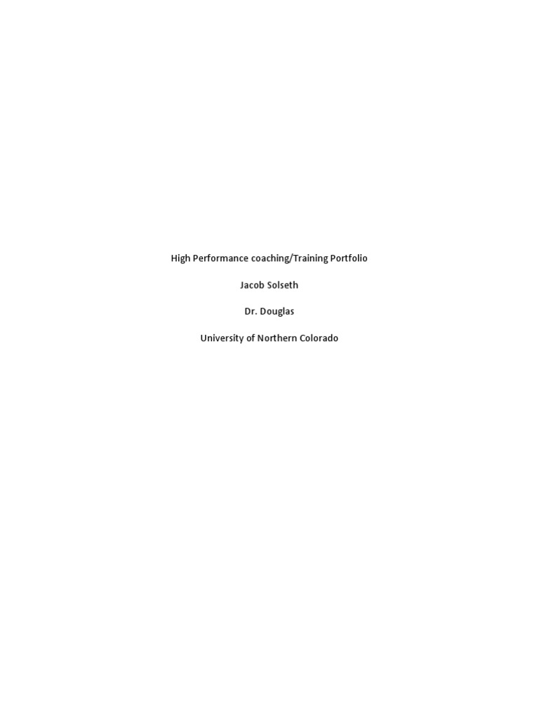 High Performance Coaching Portfolio | PDF | Motivation | Motivational