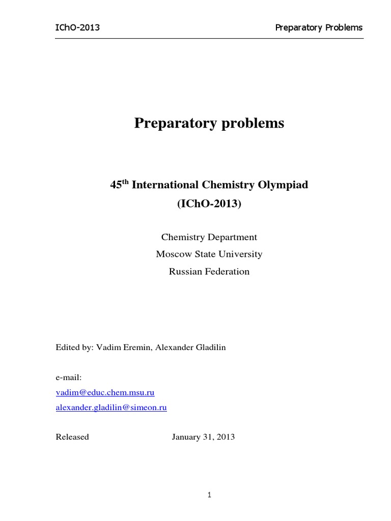 Preparatory Problems IChO 2013 | PDF | Redox | Photosynthesis