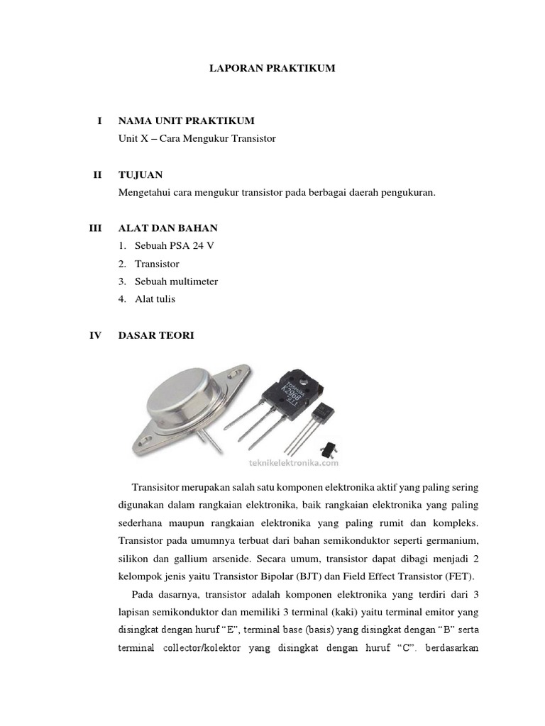 Unit 10 - Cara Mengukur Transistor | PDF