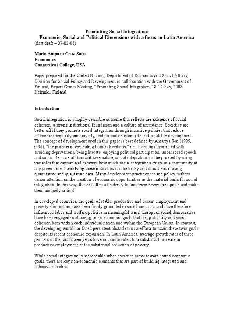 Promoting Social Integration | PDF | Social Exclusion | Microcredit