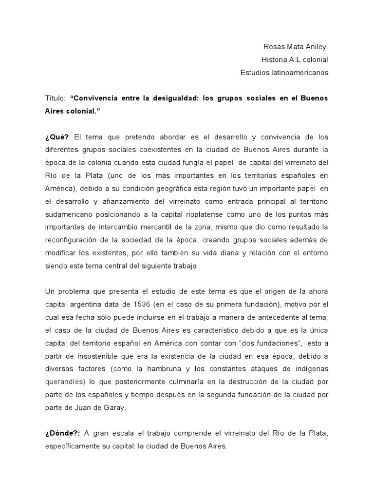 Grupos Sociales en Buenos Aires Colonial | PDF | Buenos Aires | Argentina