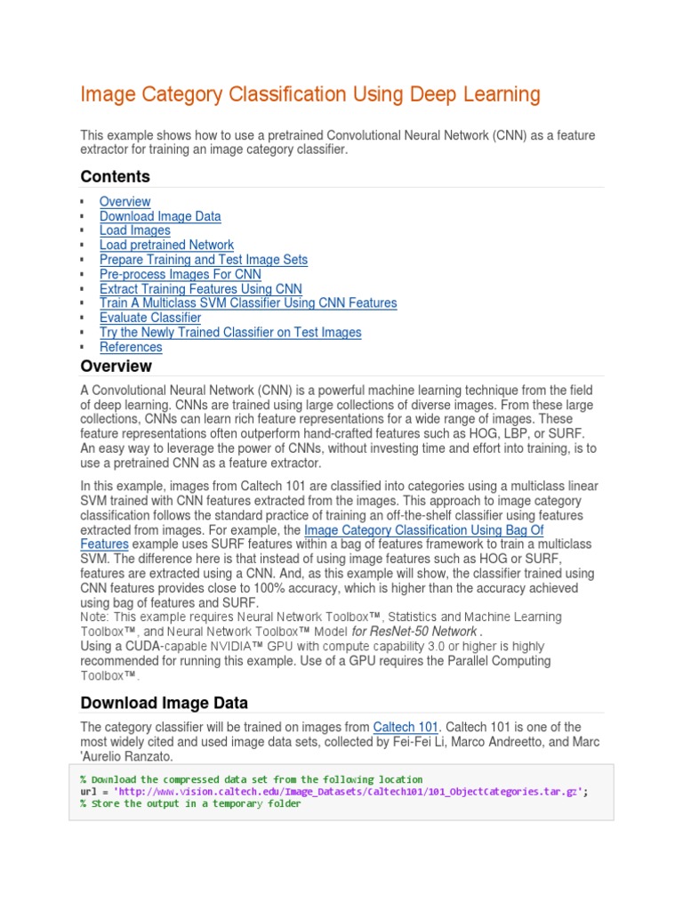 Image Category Classification Using Deep Learning | PDF | Support ...
