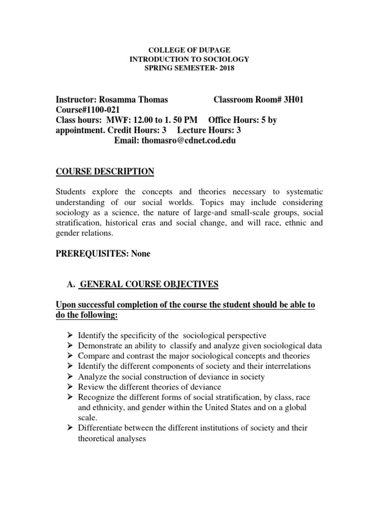 Sociology Syllabus | PDF | Sociology | Test (Assessment)