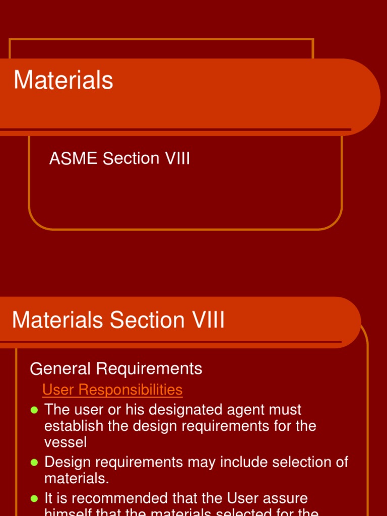 ASME Section Materials Viii | Pipe (Fluid Conveyance) | Specification ...