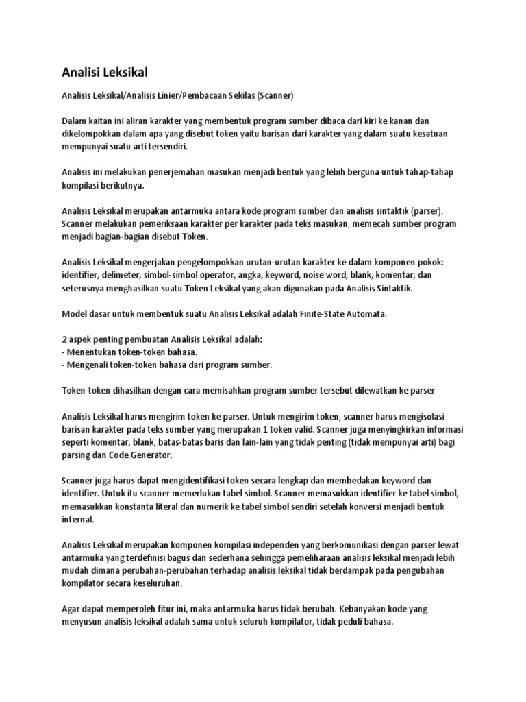 Analisi Leksikal | PDF