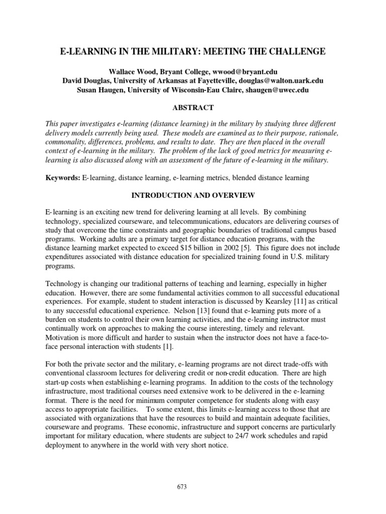 E-Learning in The Military Meeting The Challenge | PDF | Educational ...