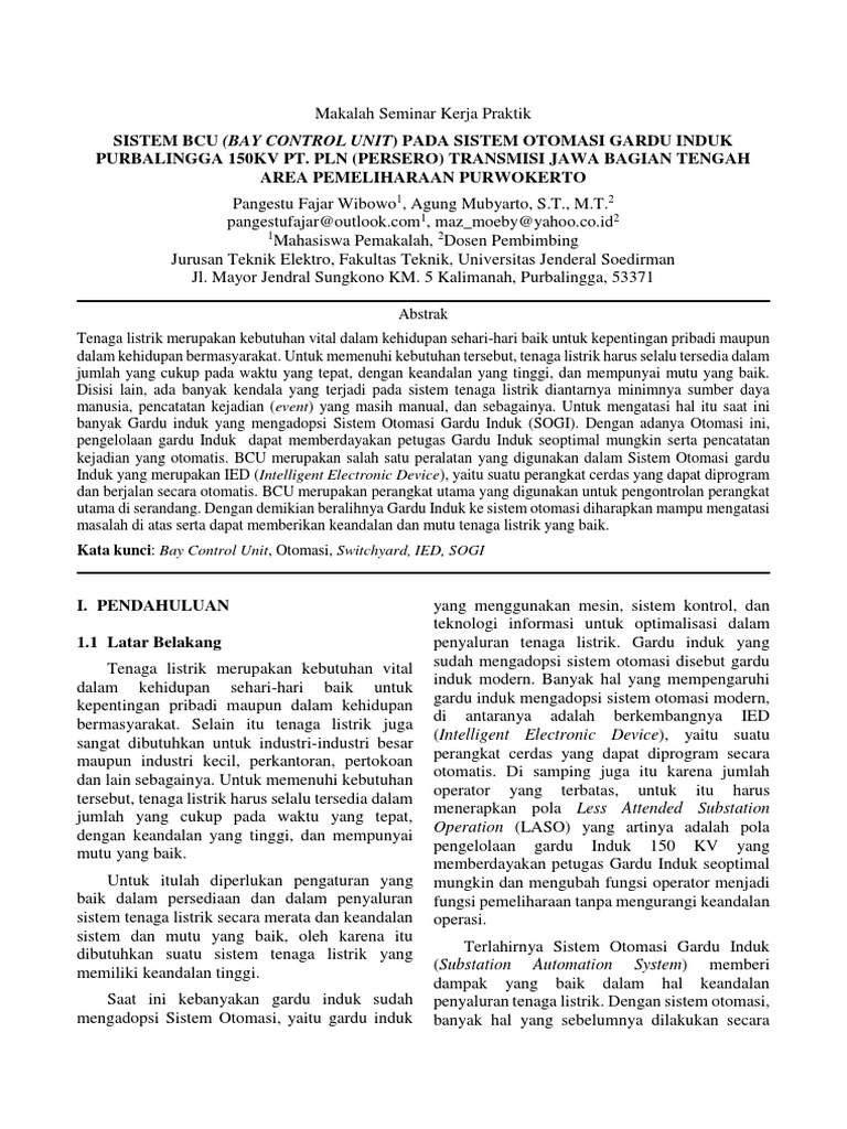 Sistem Bcu Bay Control Unit Pada Sistem PDF | PDF