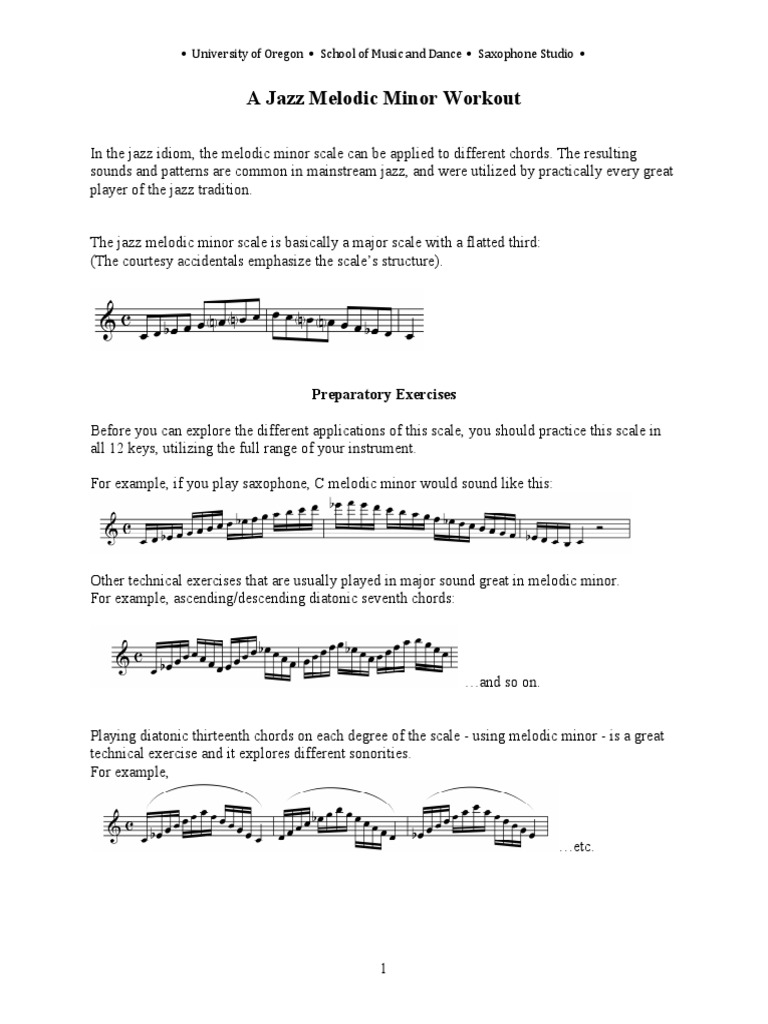 Jazz Melodic Minor Scale Techniques | PDF | Chord (Music) | Minor Scale