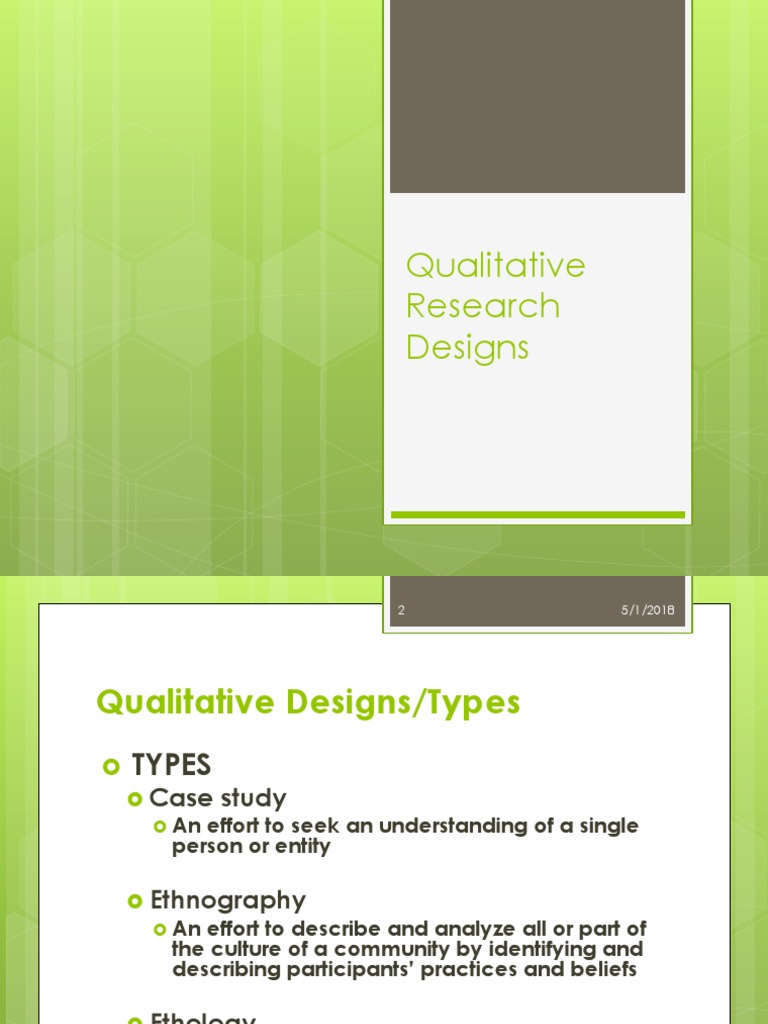 Types of Qualitative Research Designs | PDF | Qualitative Research | Survey Methodology