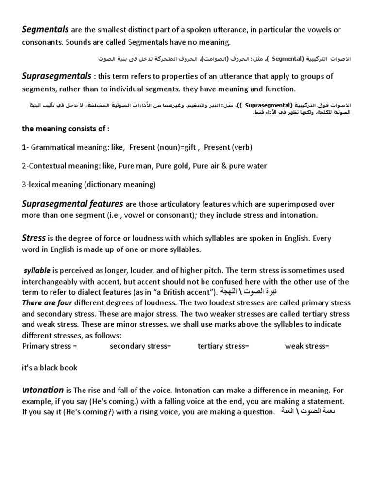 Segmentals and Suprasegmentals Explained | PDF