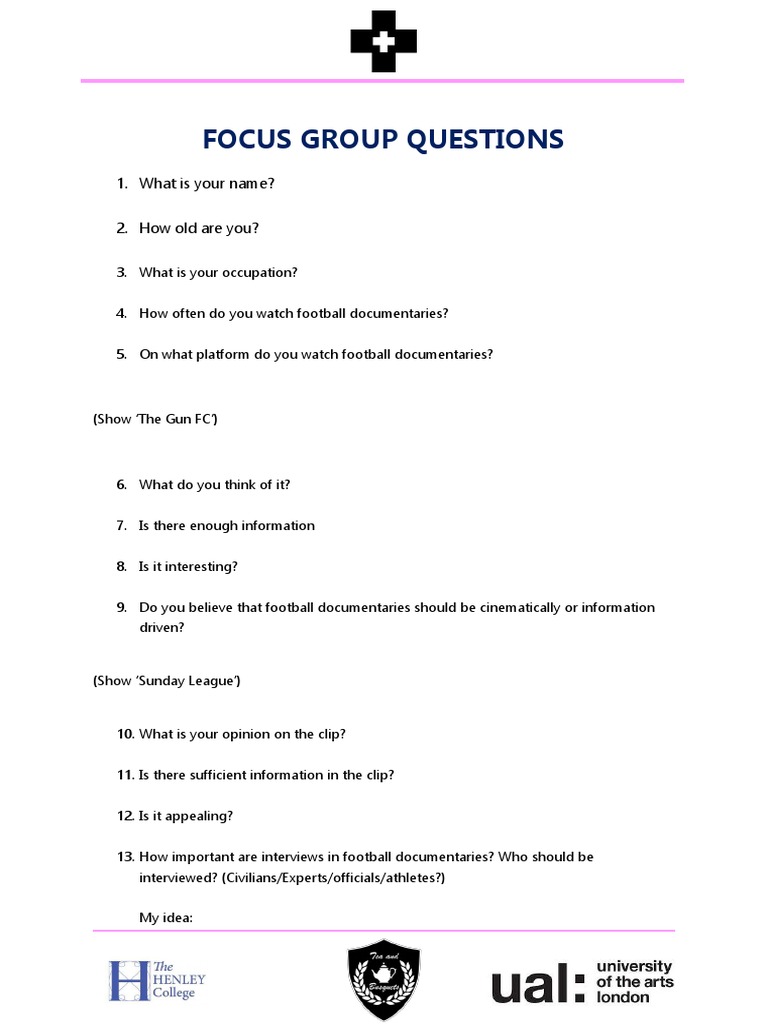 Focus Group Questions | PDF