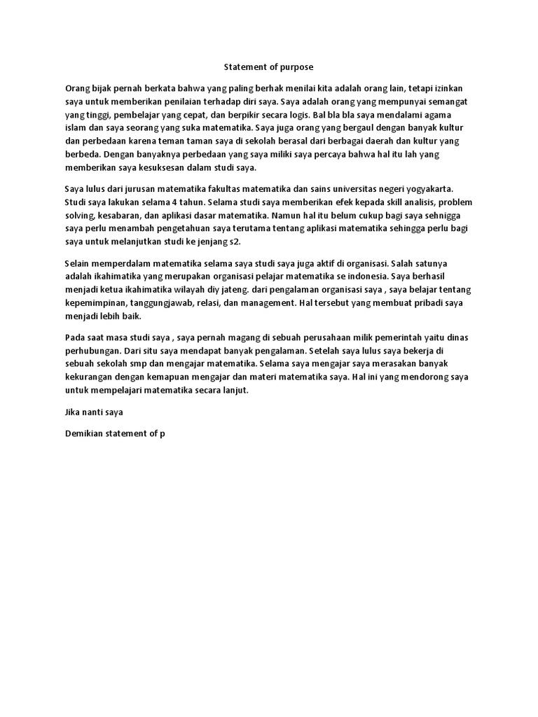 Statement of Purpose | PDF