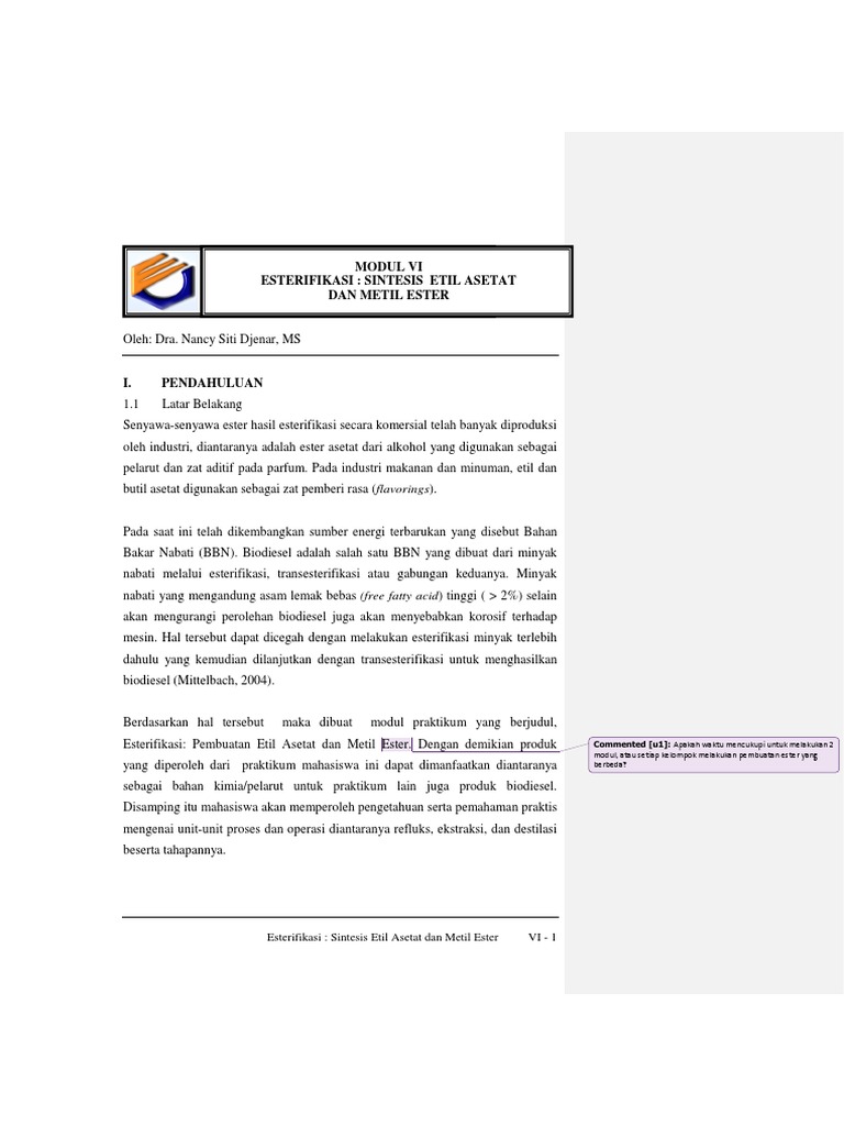 Modul Vi Esterifikasi | PDF