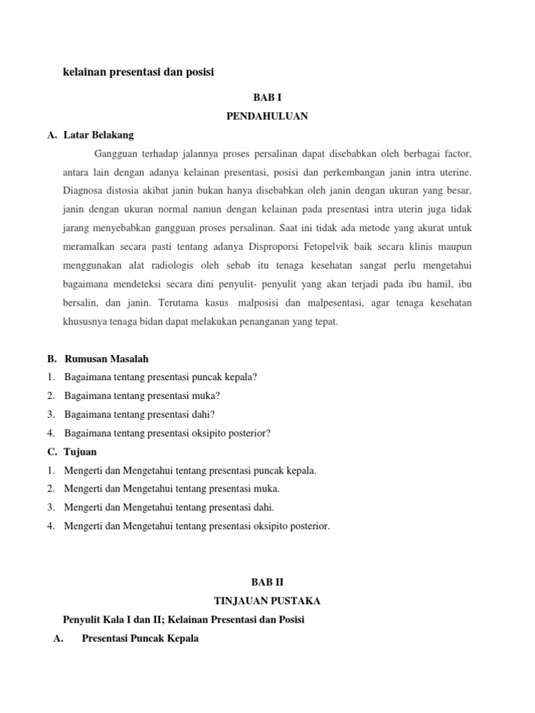 Kelainan Presentasi dan Posisi Janin | PDF | Sains & Matematika