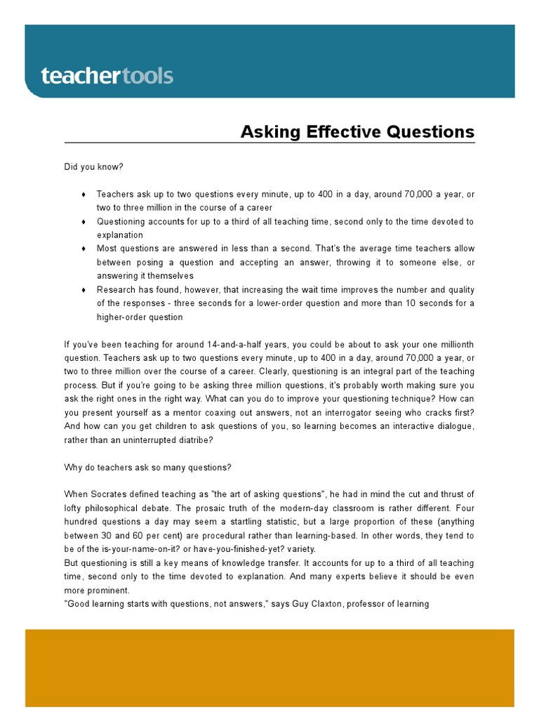 Asking Effective Questions | PDF | Question | Teachers