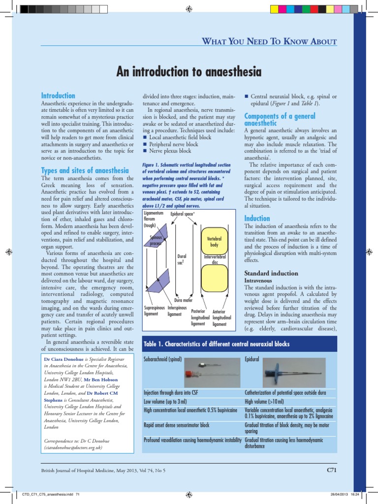 Introduction to Anaesthesia Basics | PDF | Anesthesia | Neuromuscular ...