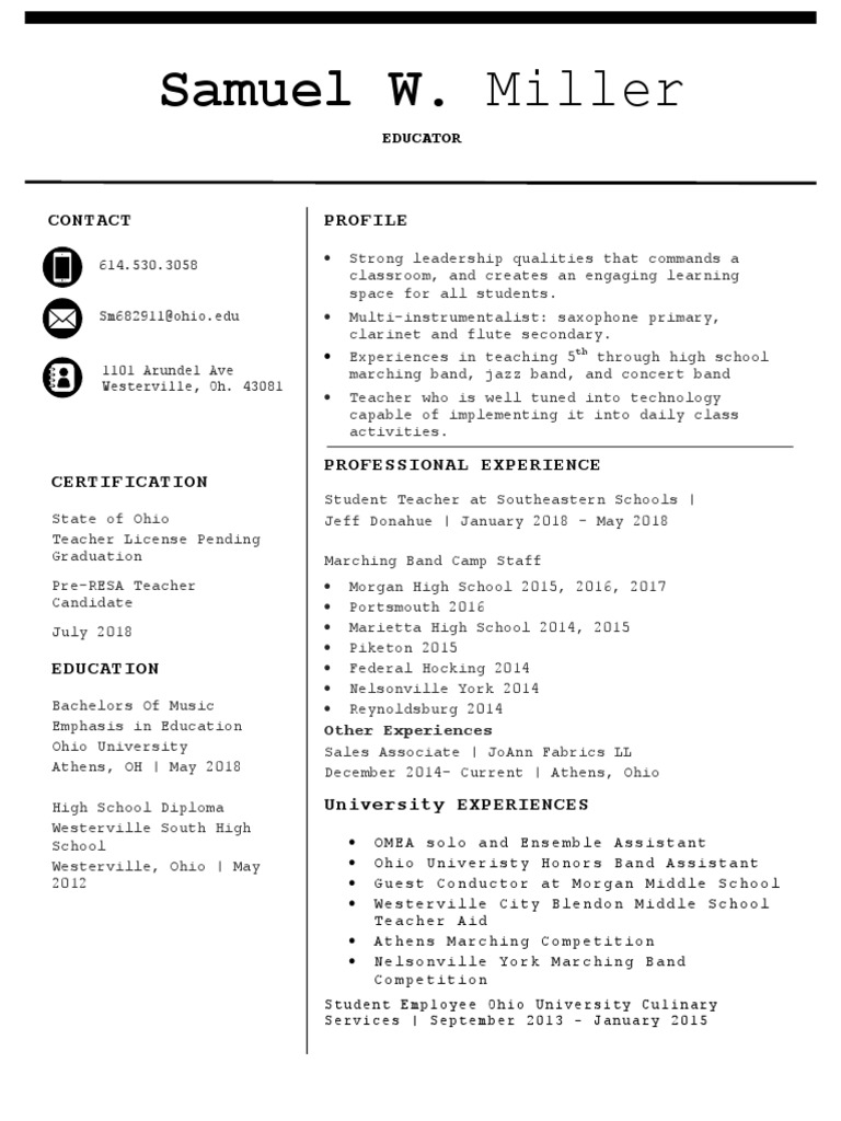 Sam Resume | PDF | Teachers | Schools