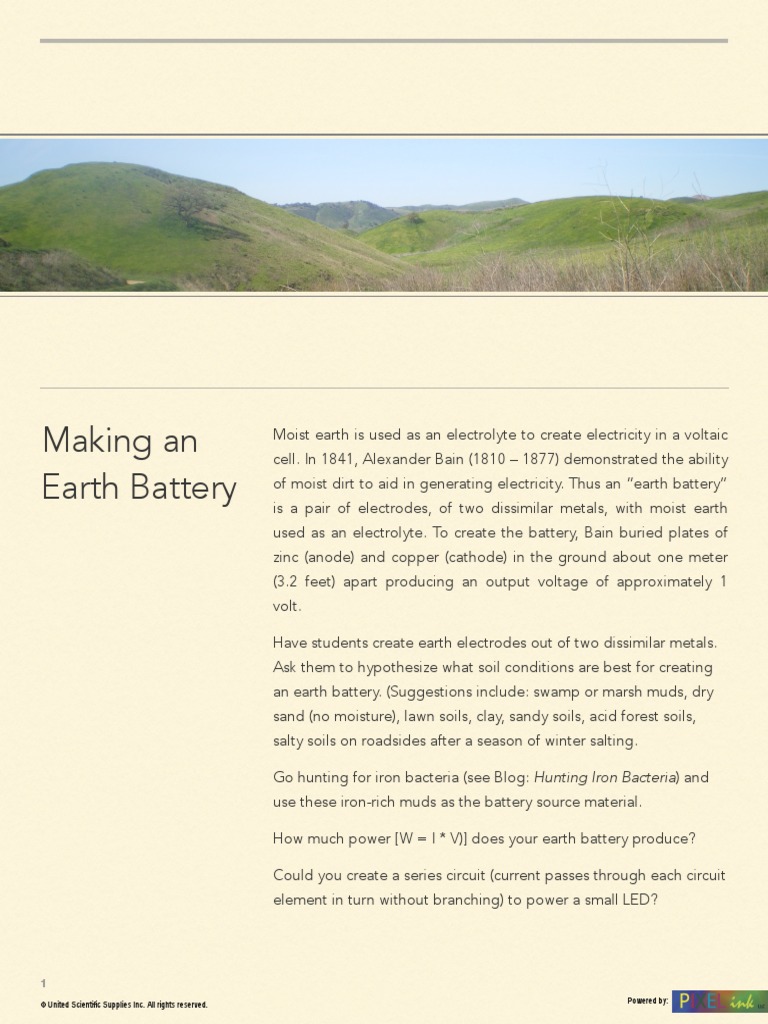 DIY Earth Battery Creation Guide | PDF | Battery (Electricity) | Direct ...