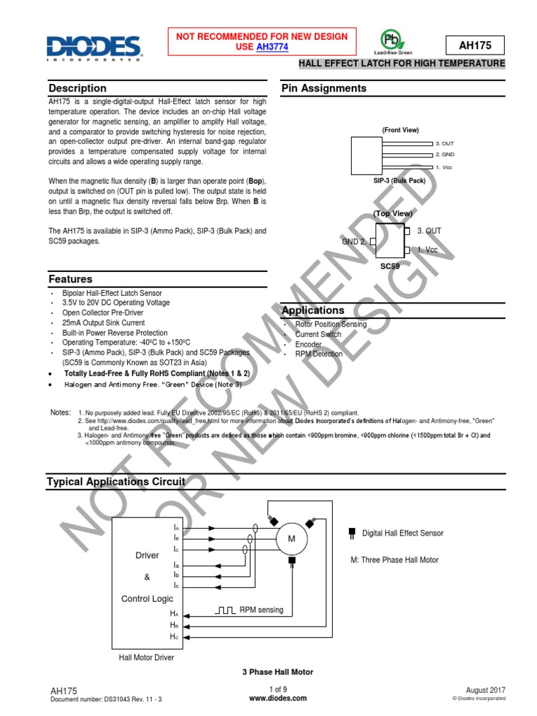 Not Recommended For New Design USE: Hall Effect Latch For High ...