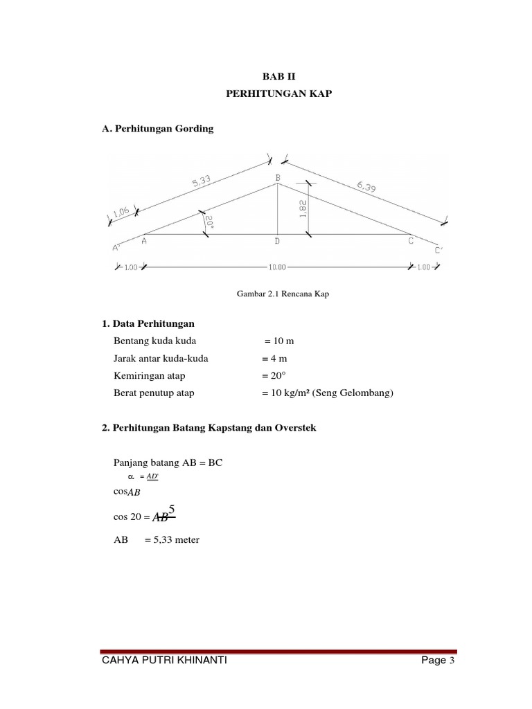 Perhitungan Gording Trekstang Ikatan Angin | PDF