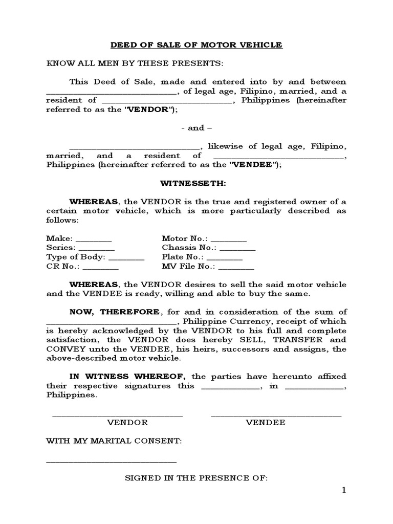 Deed of Sale Template | PDF | Deed | Government Information