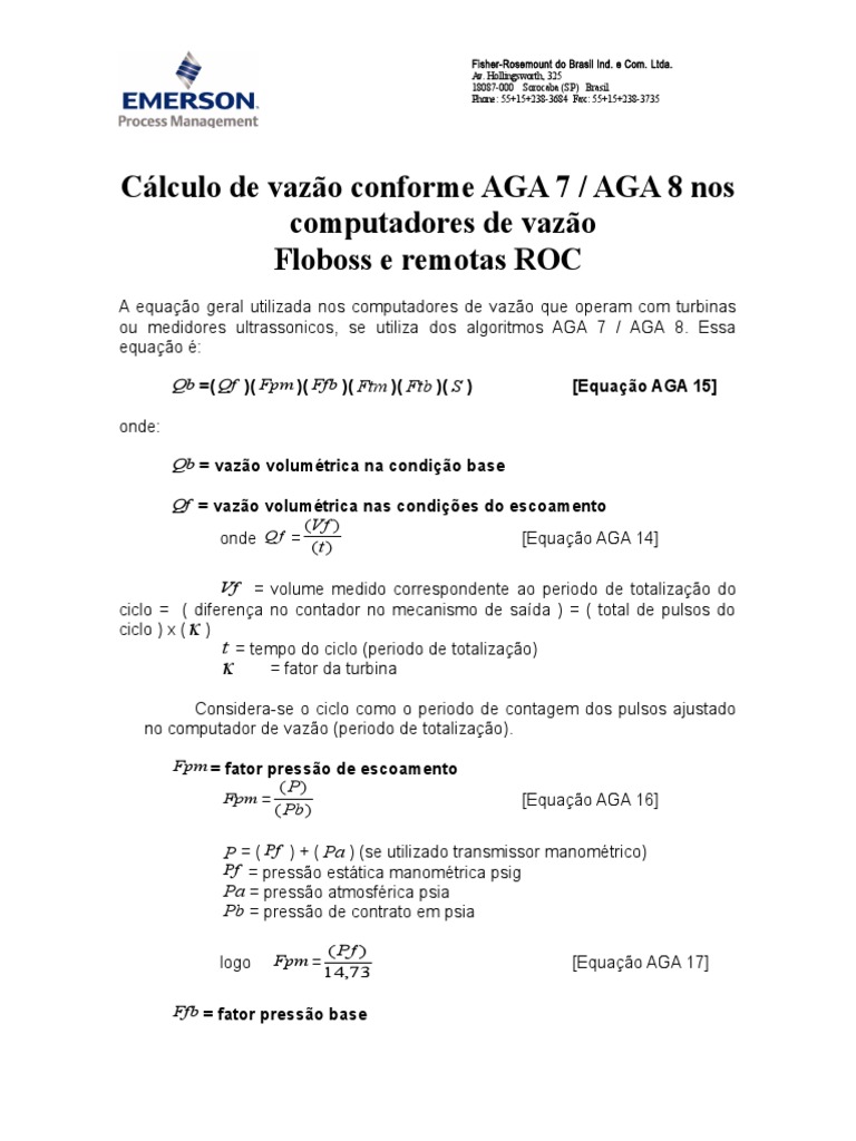 Cálculo de vazão conforme AGA 7 / AGA 8 nos computadores de vazão ...