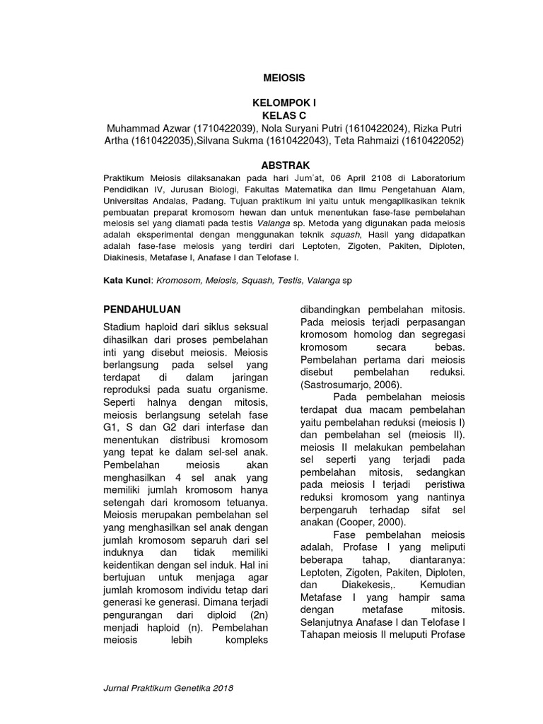 Meiosis Jurnal | PDF
