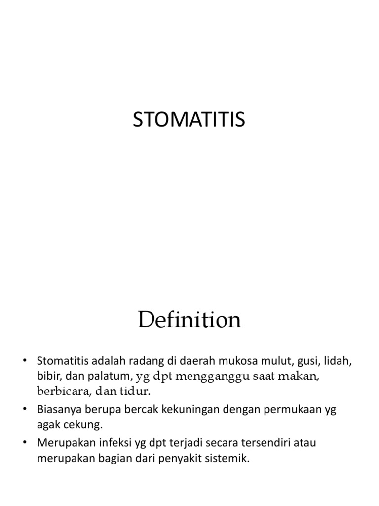 Panduan Lengkap Stomatitis dan Penyebabnya | PDF | Kajian Bahasa Asing