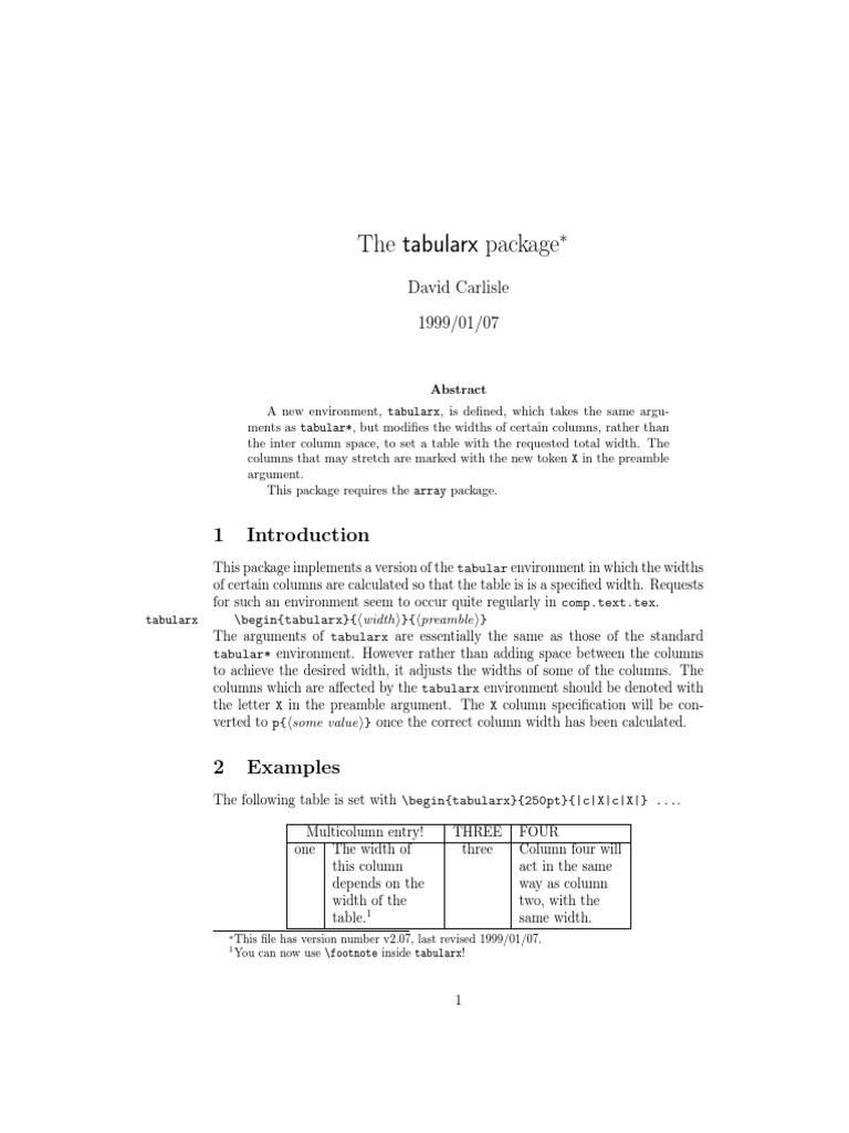 Tabular X | PDF | Te X | Parameter (Computer Programming)