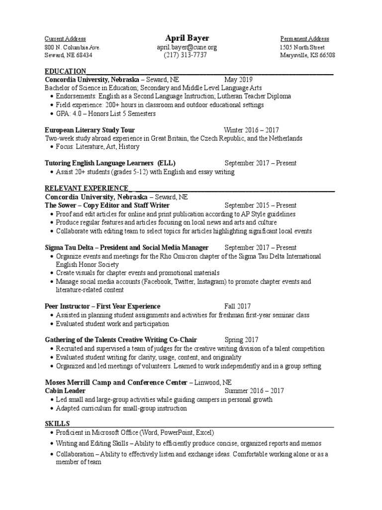 April Bayer Resume 2018 | Download Free PDF | Social Media | Popular ...