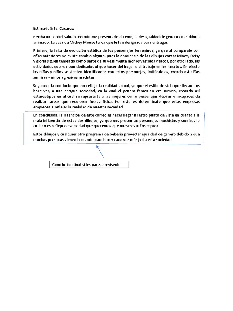 Estimada Srta E-Mail | PDF