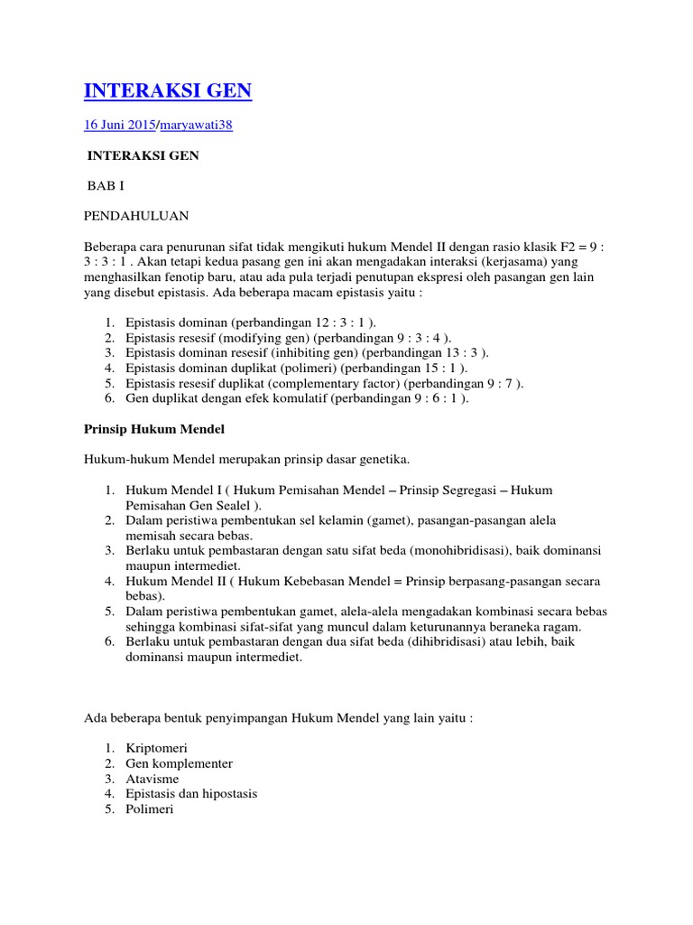 Interaksi Gen | PDF