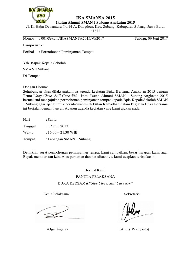 Surat Perizinan Bukber 2015 Pdf