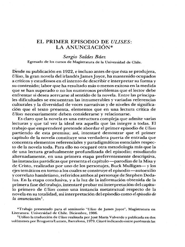 Ulises - Telémaco (Crítica) | PDF | Ulises (novela) | James Joyce