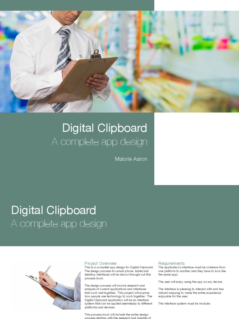 Digital Clipboard App Design Overview | PDF | Mobile App | Tablet Computer