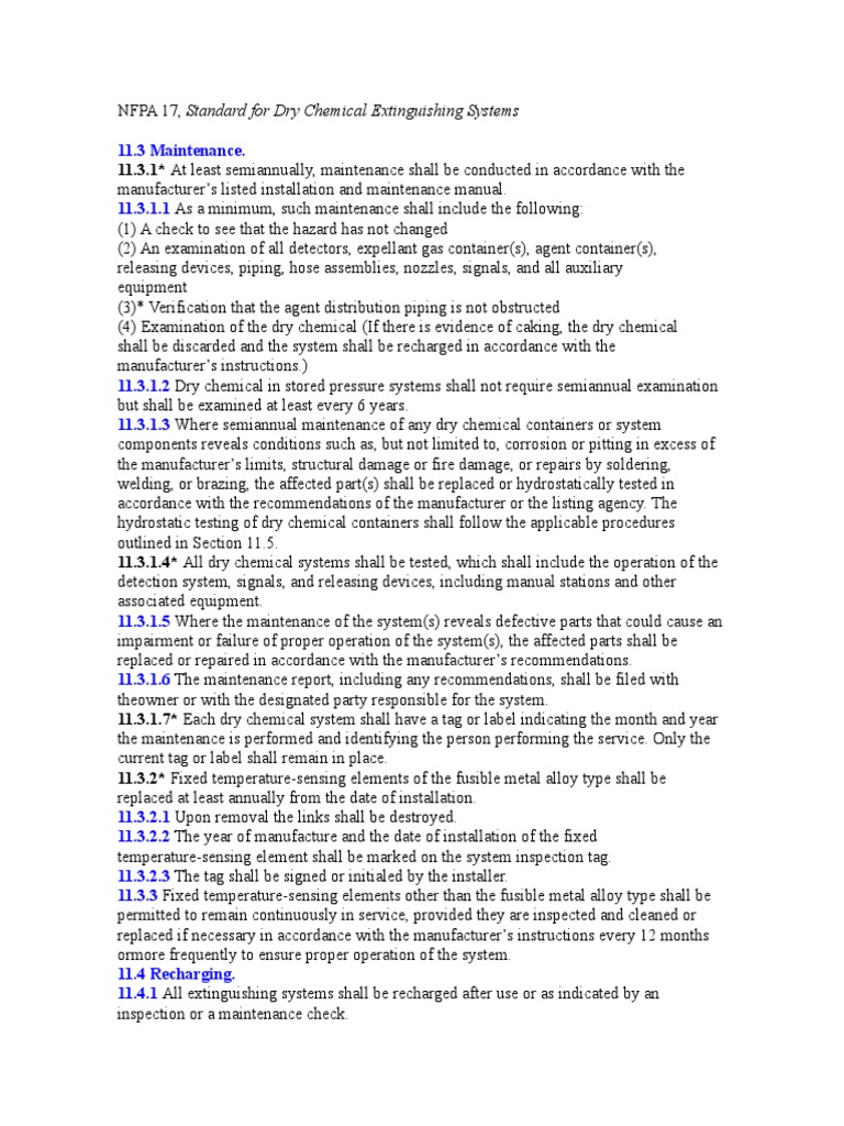 NFPA 17 Maintenance Guidelines | PDF | Metals | Physical Sciences
