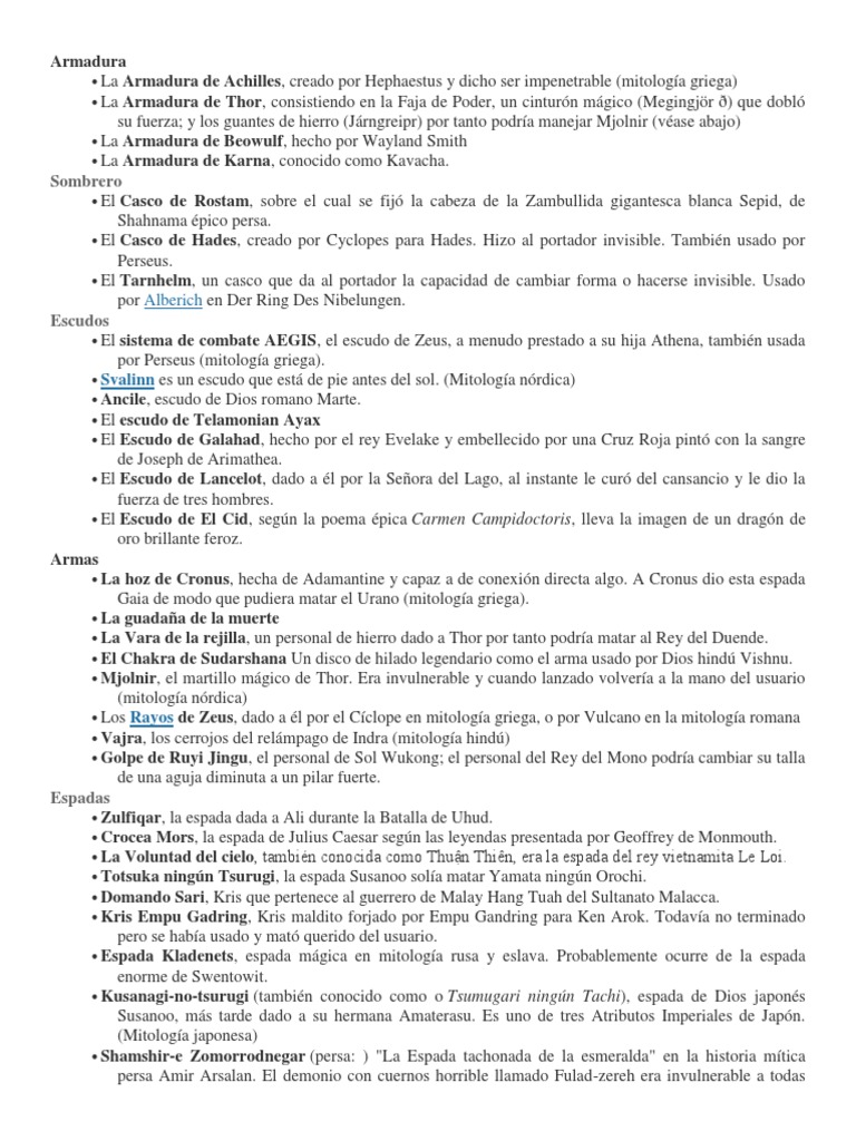 Objetos Míticos | PDF | Mitología griega | Mitología