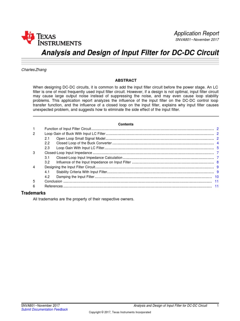 Analysis and Design of Input Filter For DC-DC Circuit: Application ...