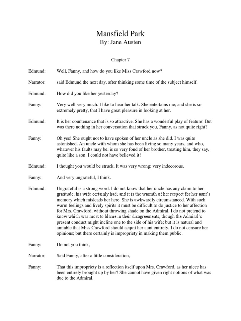Mansfield Park | PDF | Mansfield Park