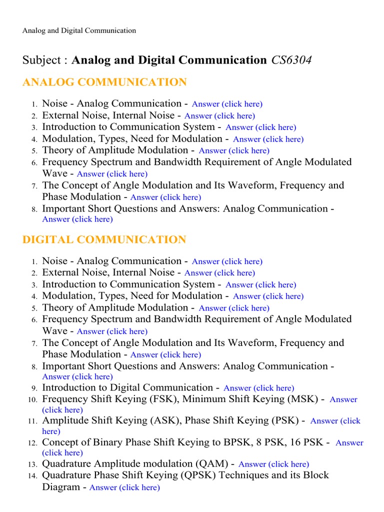 Analog and Digital Communication - Lecture Notes, Study Material and ...