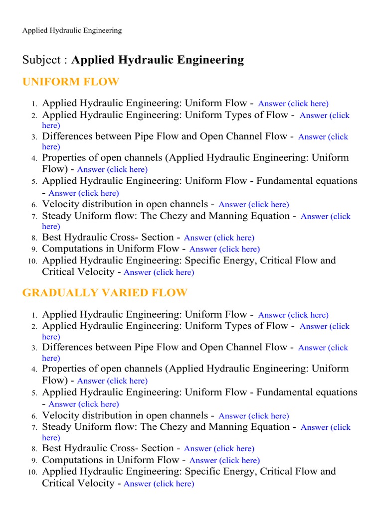 Applied Hydraulic Engineering - Lecture Notes, Study Material and ...