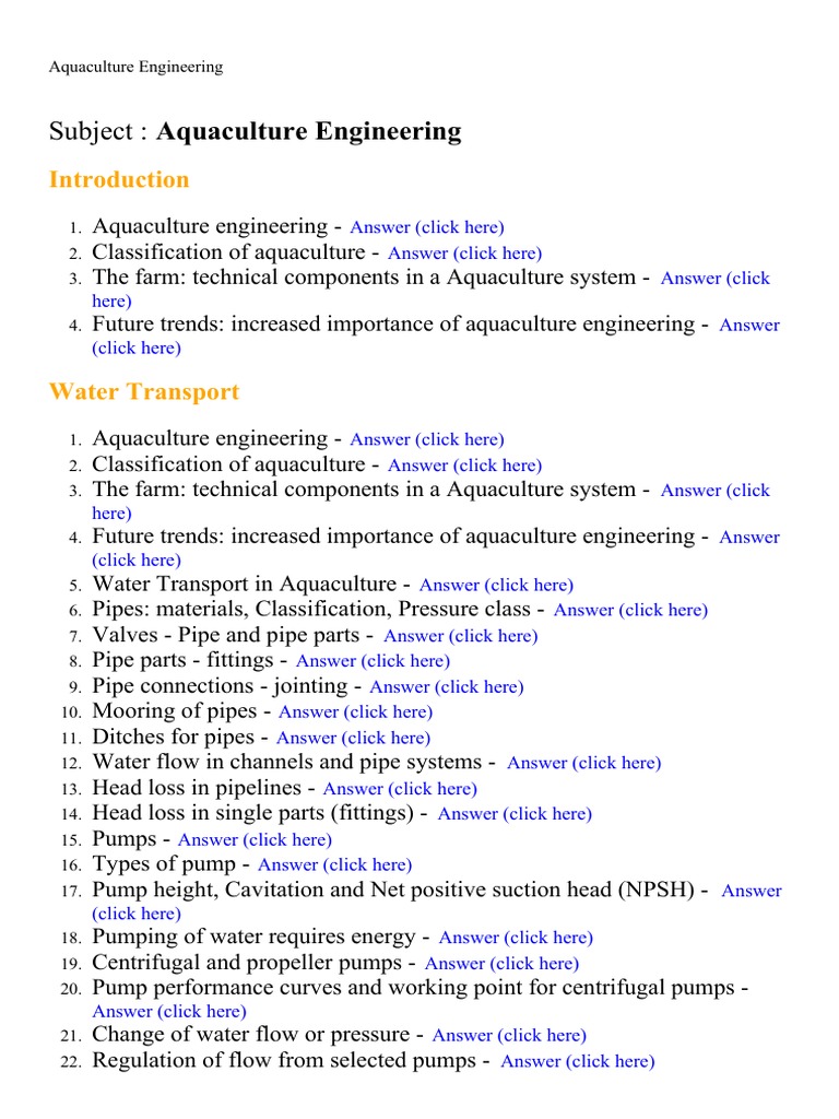 Aquaculture Engineering - Lecture Notes, Study Material and Important ...