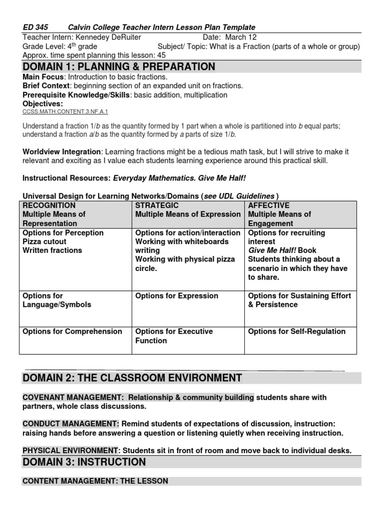 Fractions l1 | PDF | Lesson Plan | Learning