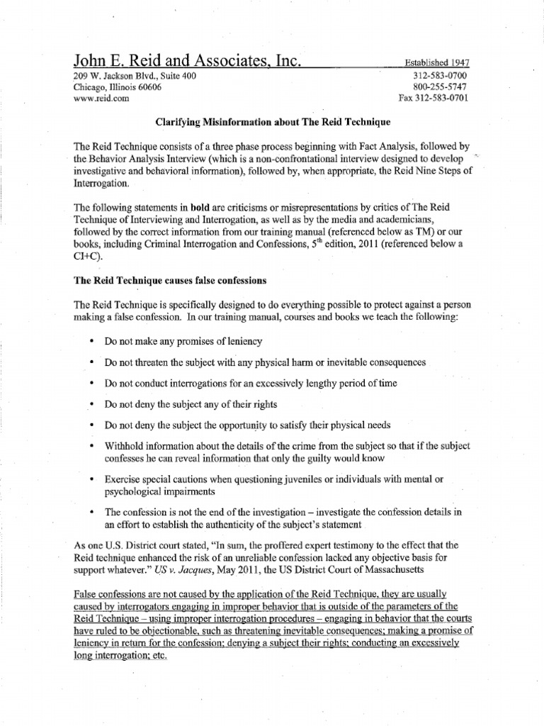 5 - Clarifying Misinformation About The Reid Technique | PDF