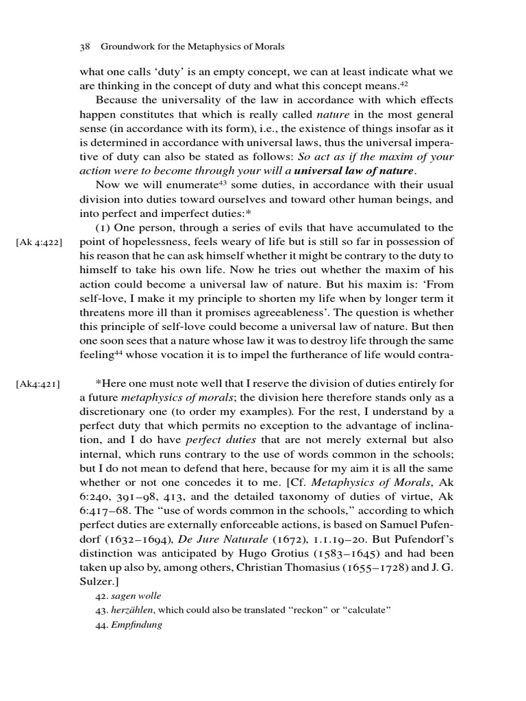Immanuel Kant, Groundwork, Perfect-imperfect Duties-2 | Immanuel Kant ...