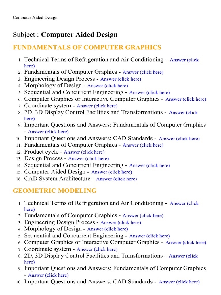 CAD Fundamentals and Key Concepts | PDF | Computer Aided Design | 3 D Computer Graphics
