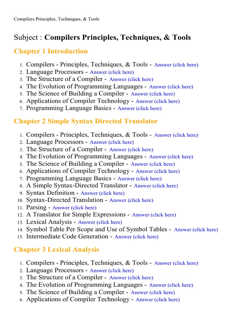 Compilers Principles, Techniques, & Tools - Lecture Notes, Study ... Compilers Principles, Techniques, & Tools - Lecture Notes, Study ...