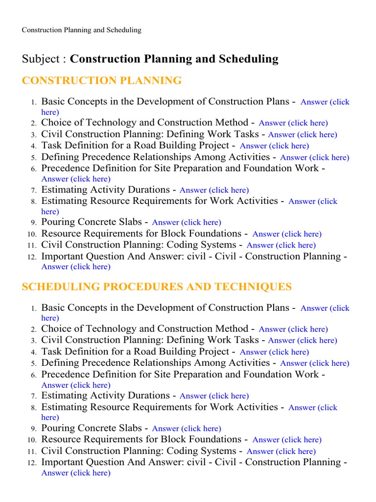 Construction Planning and Scheduling - Lecture Notes, Study Material ...