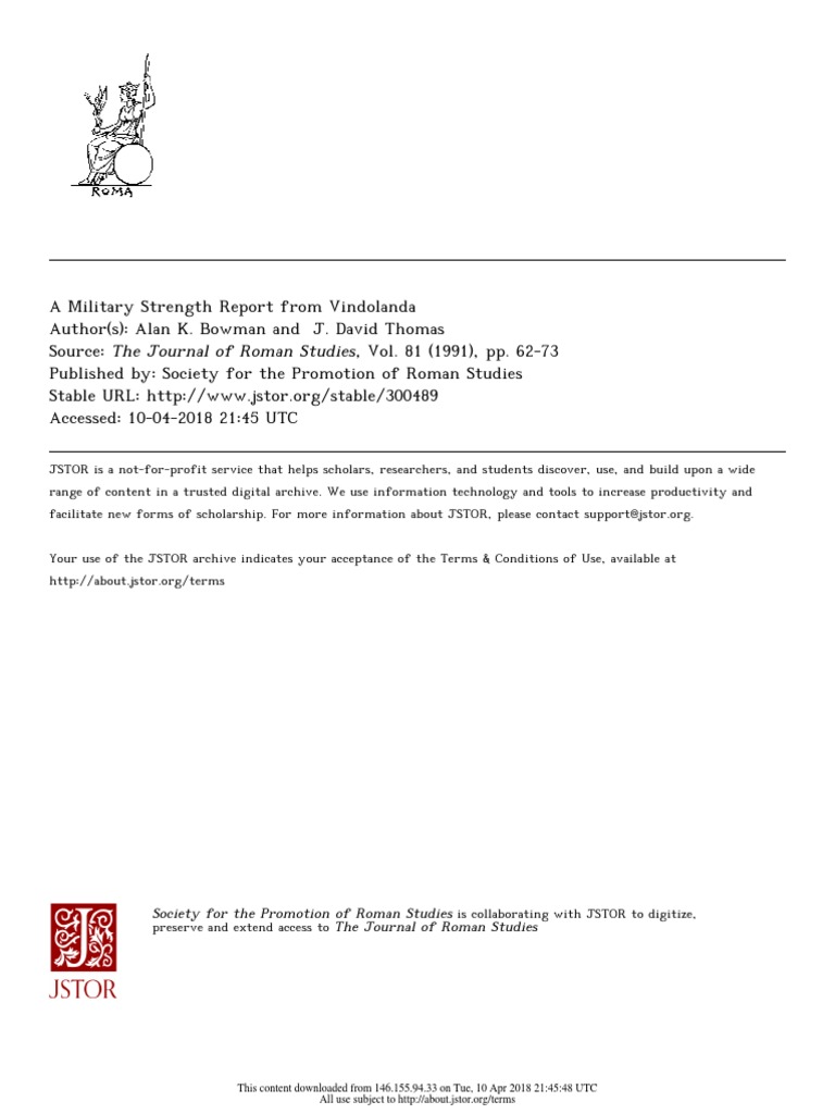 Vindolanda Military Strength Report | PDF | Roman Britain | Roman Legion